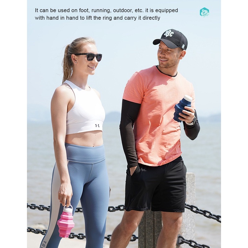 (IN STOCK) Round Folding Water Cup Silicone Water Bottle Large Capacity ...