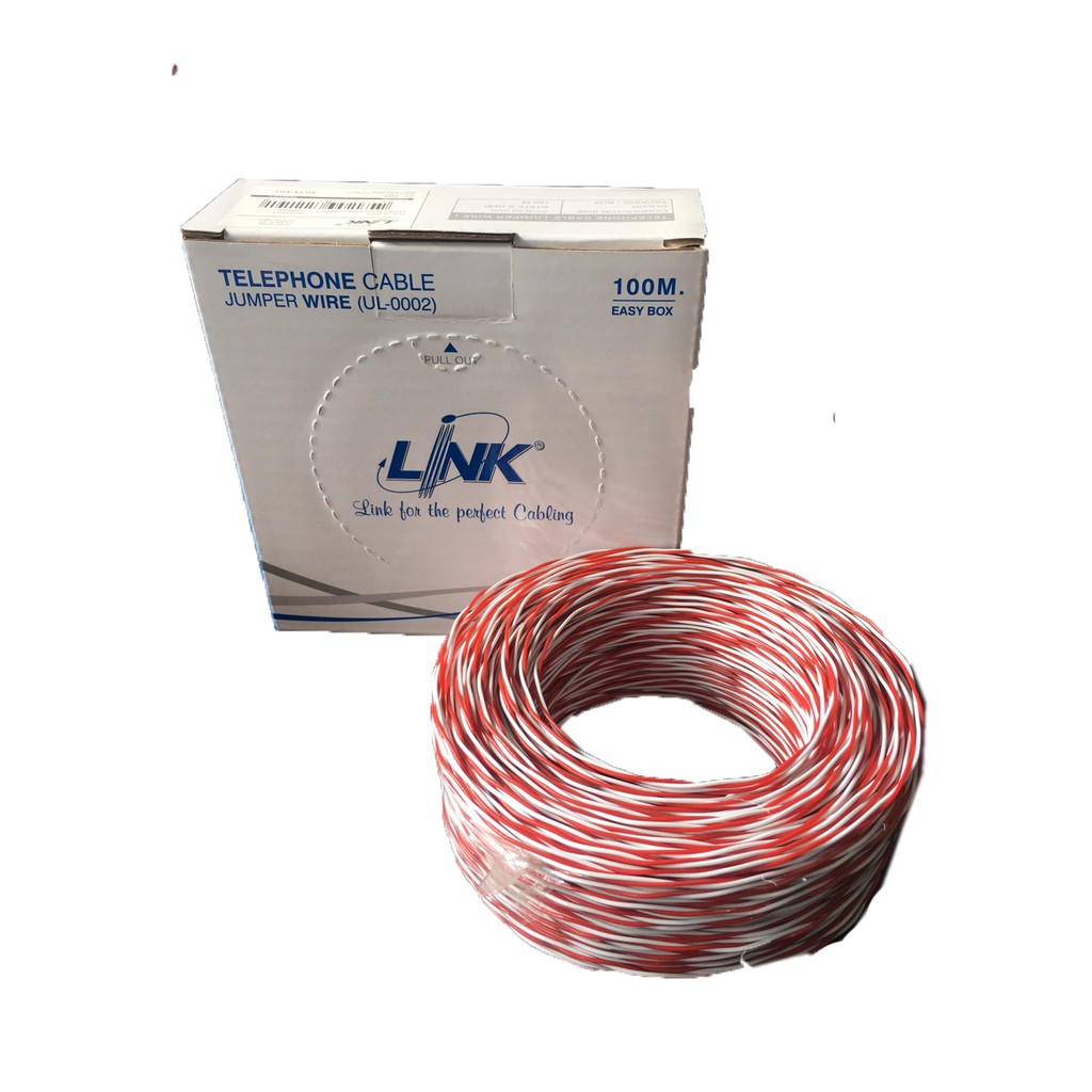 Link สายโทรศัพท์ สายจั๊มเปอร์ไวด์ Telephone Cable Jumper Wire (UL-0002) White-Red (24 AWG) 2C ...