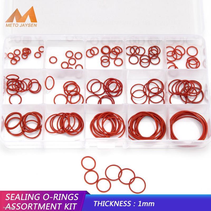 Red Silicone VMQ O Ring Seal Sealing O-rings Set Assortment Kit Box For Appliance Equipment ...