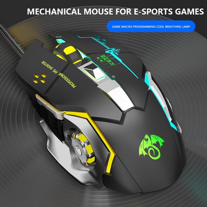 LEAVEN X6 Gaming Mouse RGB DPI 3500 E-Sport 7 Keys Adjustable Wired เ ...