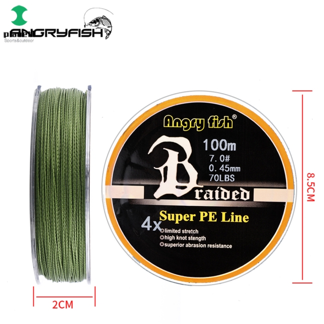 ANGRYFISH Diominate PE Line 4 Strands Braided 100m/109yds Super Strong Fishing Line 10LB-80LB ...