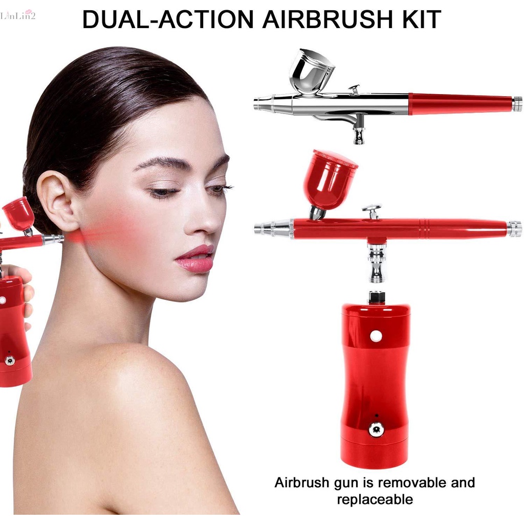 Auto Airbrush Kit Rechargeable Handheld Dual-Action Mini Air Compressor ...
