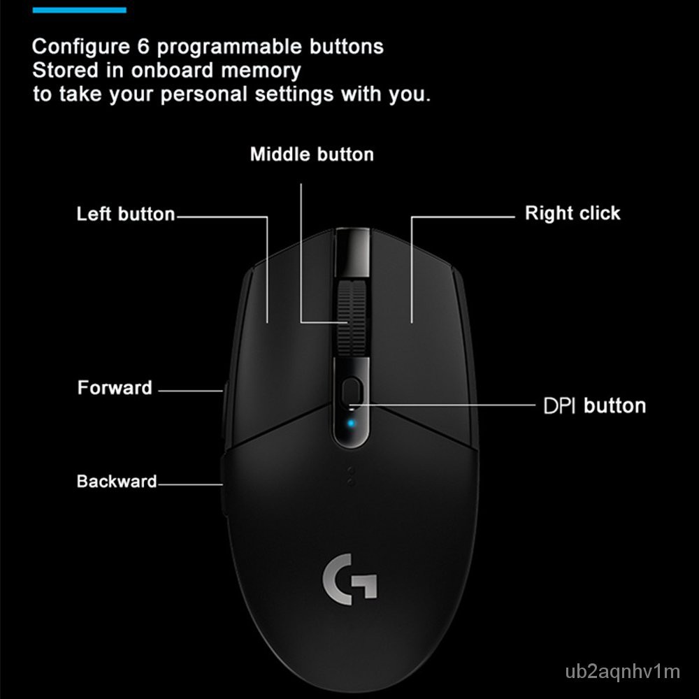 Logitech Wireless Mouse 6 Programmable Buttons USB HERO Sensor 12000DPI ...