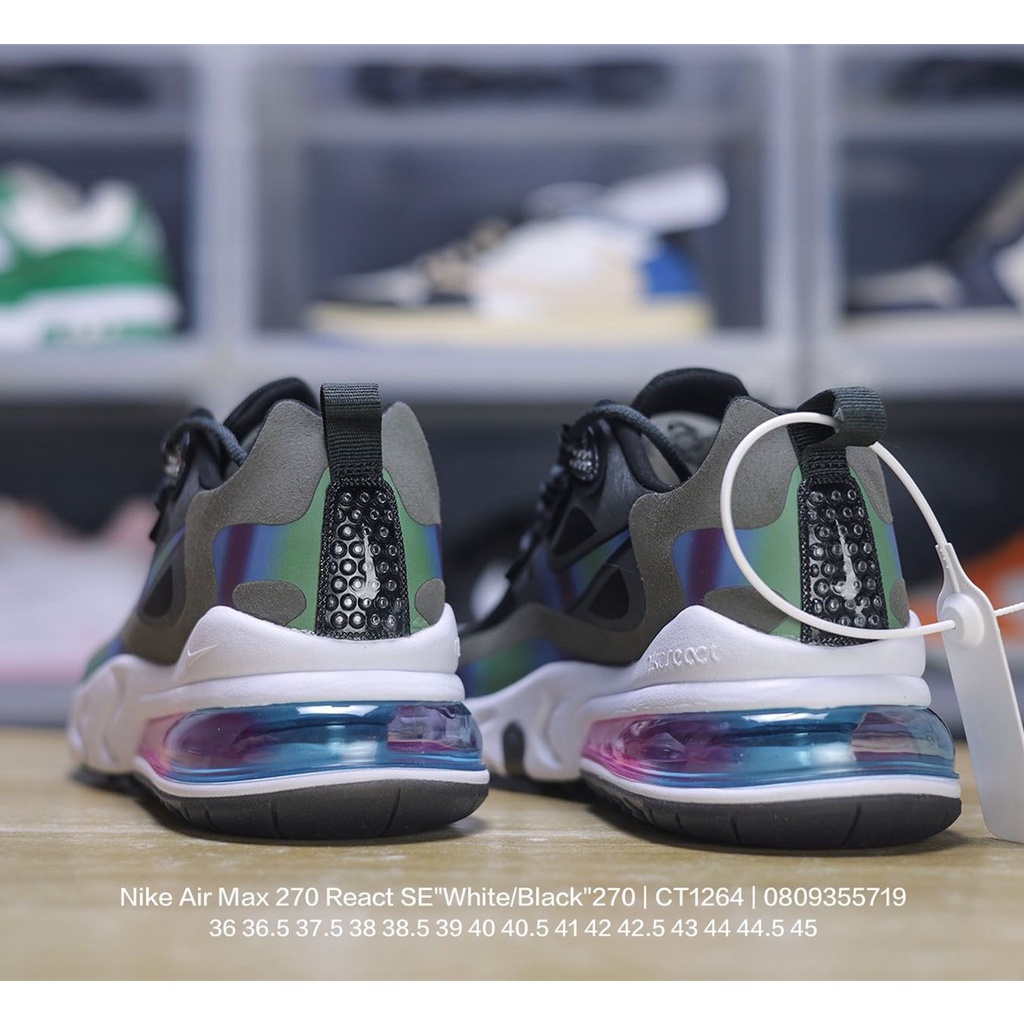 Nike Air Max 270 React SE สีขาวสีดํา 270 Ria Racing Series รองเท้าผ้าใบ ...