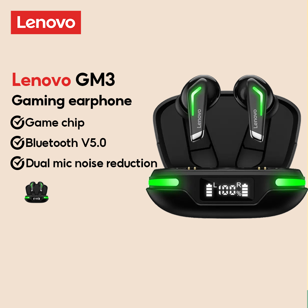 Lenovo GM3 หูฟังบลูทูธไร้สาย TWS พร้อมจอแสดงผลดิจิทัล ลดเสียงรบกวน กัน ...