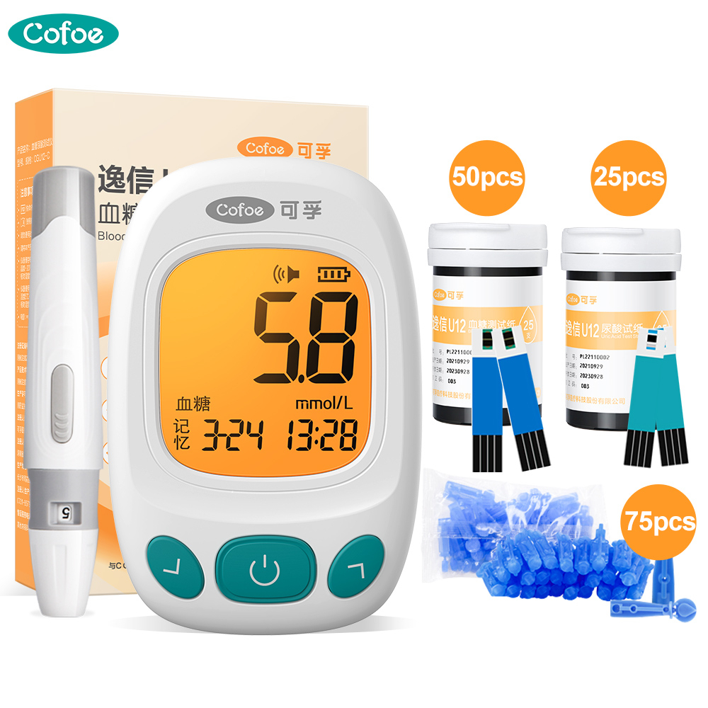 Cofoe 2 in1 เครื่องวัดระดับน้ําตาลในเลือด และกรดยูริก อเนกประสงค์ พร้อมแถบทดสอบ และมีดหมอ ...