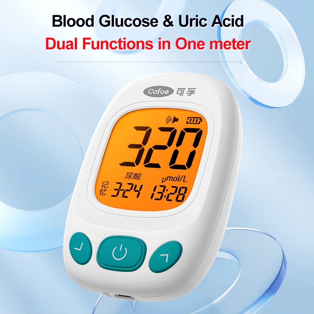 Cofoe 2 in1 เครื่องวัดระดับน้ําตาลในเลือด และกรดยูริก อเนกประสงค์ พร้อมแถบทดสอบ และมีดหมอ ...