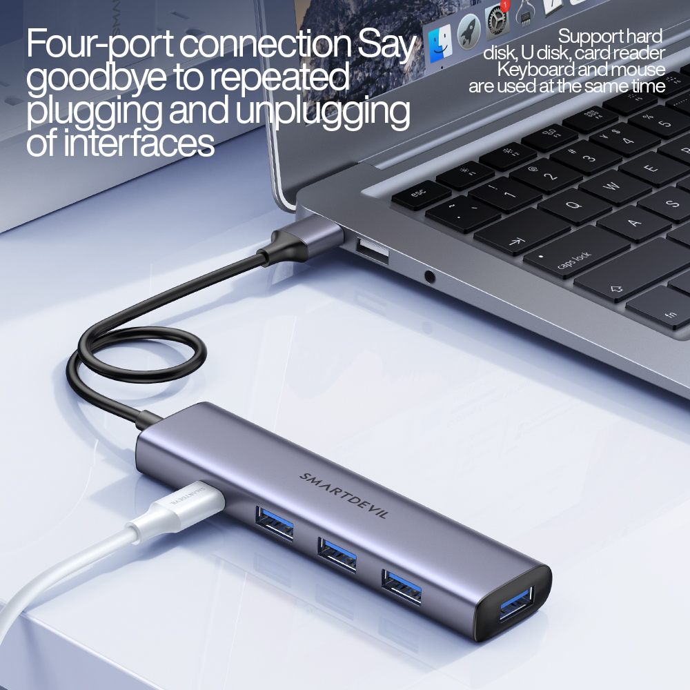 SmartDevil ฮับ USB 3.0 อลูมิเนียม 3 พอร์ต USB 3.0 ขยาย บางพิเศษ รองรับความเร็วสูง สําหรับถ่ายโอน ...