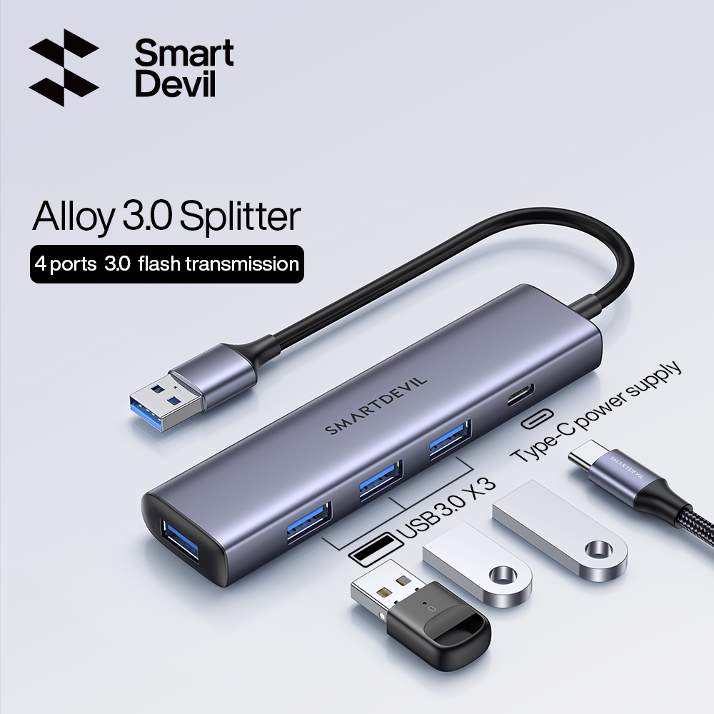 SmartDevil ฮับ USB 3.0 อลูมิเนียม 3 พอร์ต USB 3.0 ขยาย บางพิเศษ รองรับความเร็วสูง สําหรับถ่ายโอน ...