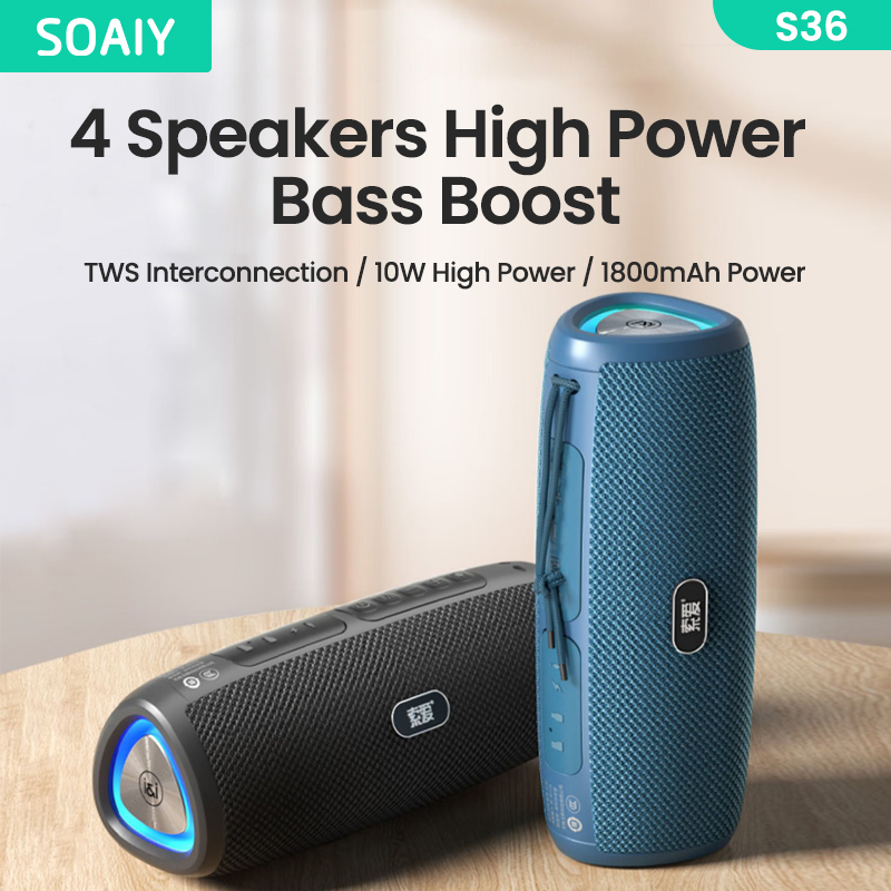 Soaiy S36 ลําโพงบลูทูธ 20W เสียงเบสหนัก เชื่อมต่อ TWS รองรับการ์ด TF AUX โหมดวิทยุ สําหรับ ...