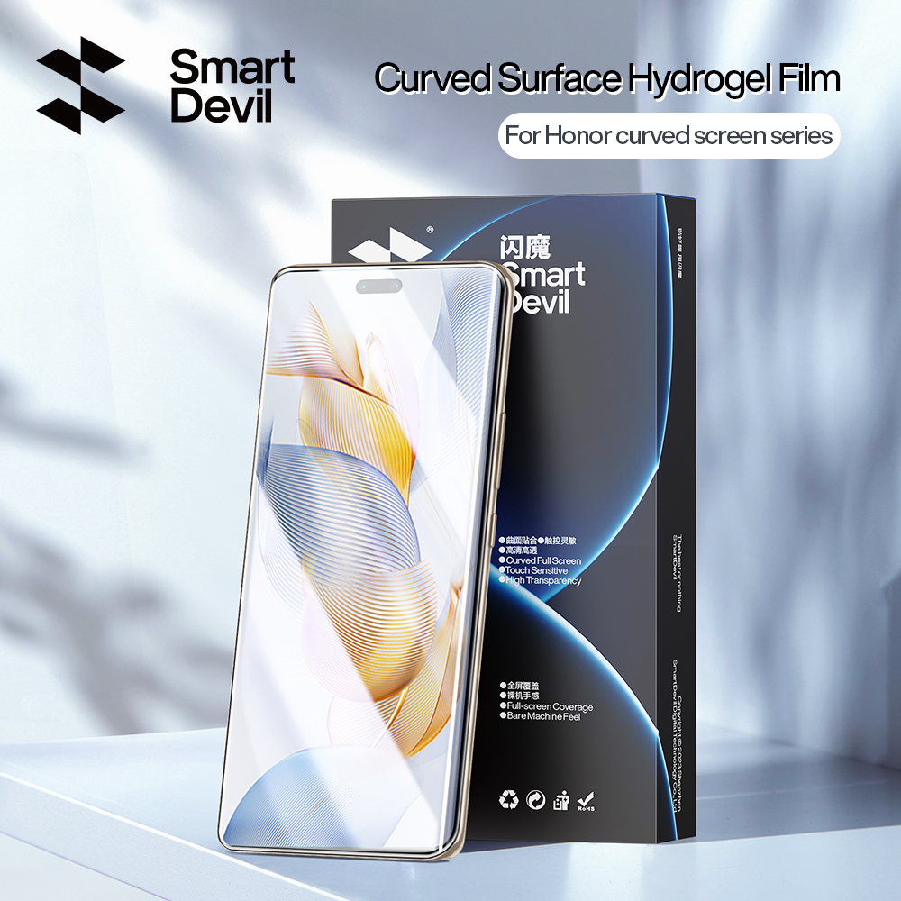 SmartDevil ฟิล์มกันรอยหน้าจอ เจลน้ํา นิ่ม สําหรับ Huawei Honor 90 Series แบบโค้ง ป้องกันเต็มจอ ...