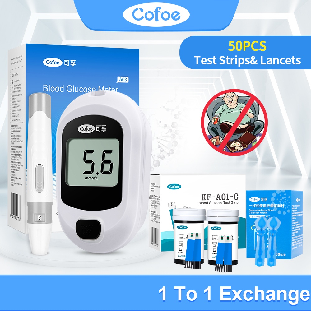 Cofoe KF-A01-C แถบทดสอบน้ําตาลในเลือด เหมาะสําหรับ Cofoe Yice Glucometer Diabetic Monitor พร้อม ...