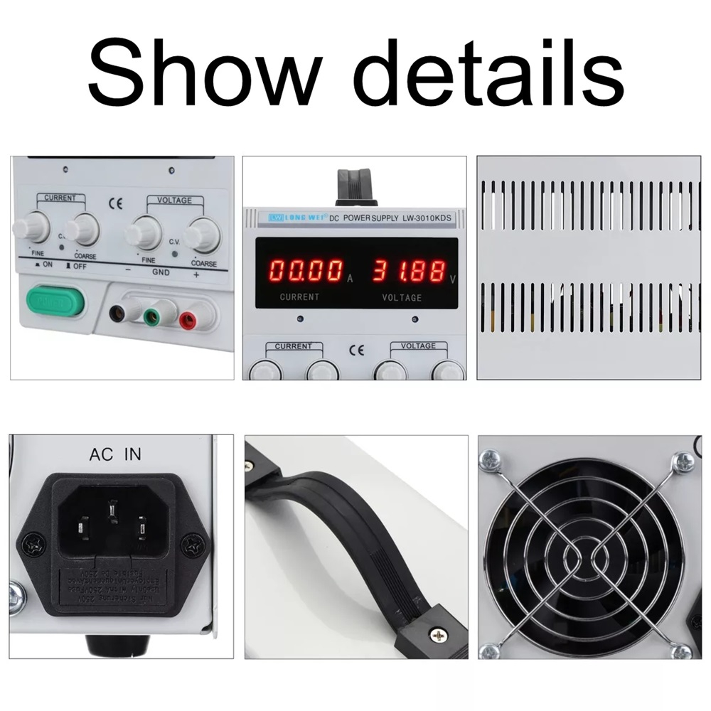 LONG WEI LW-3010KDS 110V220V 0-30V 0-10A Adjustable LED Digital Display DC Power Supply ...