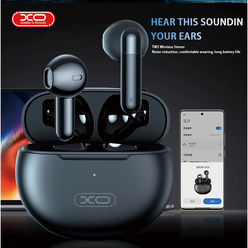 XO-X13 หูฟังบลูทูธ TWS Bluetooth V5.3 หูฟังบลูทูธไร้สาย พร้อมกล่องชาร์จ เปิดและเชื่อมต่อ ...