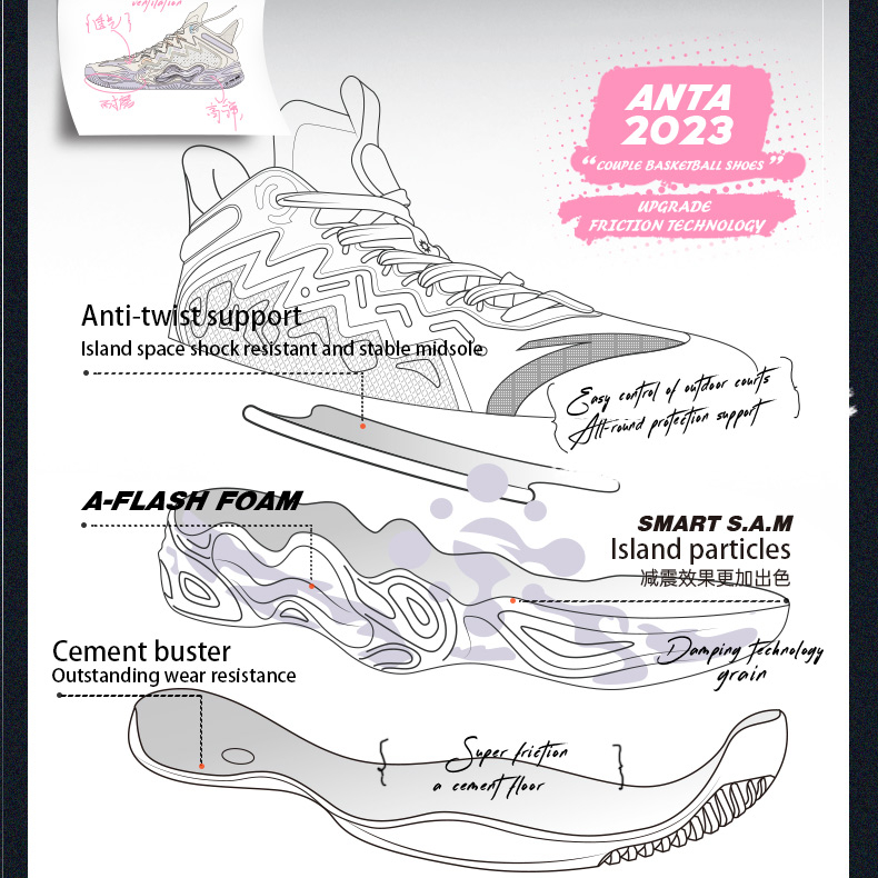 Anta MAGIC CEMENT รองเท้าผ้าใบลําลอง สําหรับผู้ชาย เหมาะกับการเล่นกีฬา ...