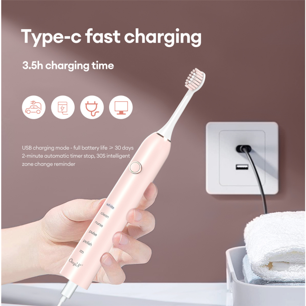 Ckeyin แปรงสีฟันไฟฟ้าโซนิค แม่เหล็ก สําหรับหญิงตั้งครรภ์ 4 หัวแปรง ...
