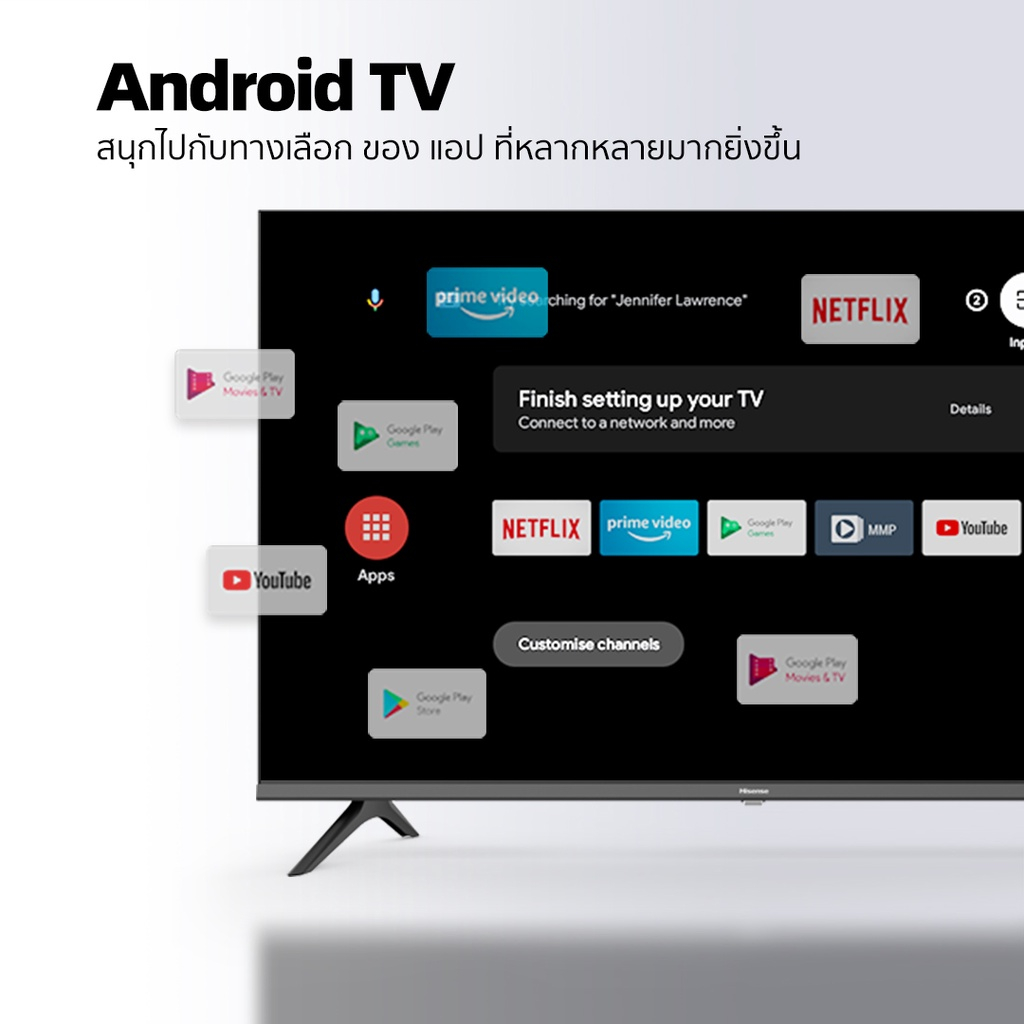Hisense 40A4200G Android TV 40 นิ้ว Full HD Smart TV Google Assistant สมาร์ททีวี Netflix YouTube ...