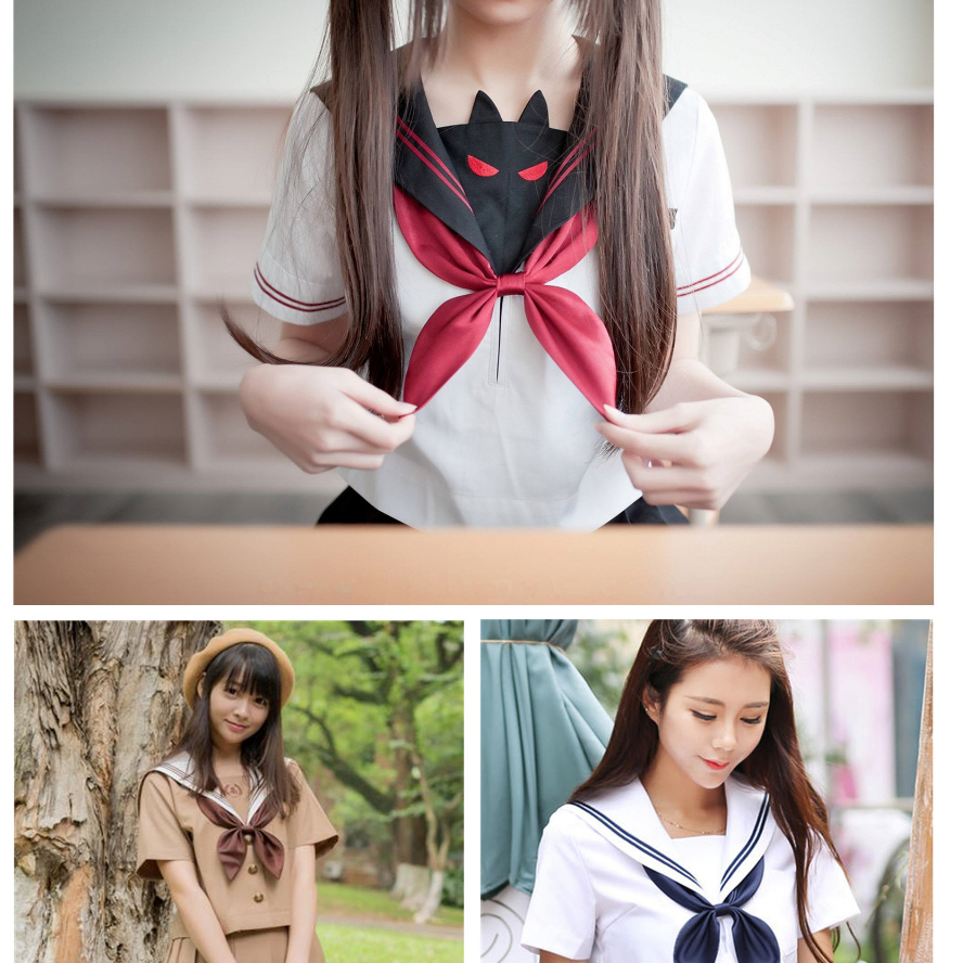 นักเรียนสาวริบบิ้นปลาทองปมผูกโบว์นักเรียนผ้าพันคอสามเหลี่ยม Tie เนคไท Choker สําหรับ JK ...