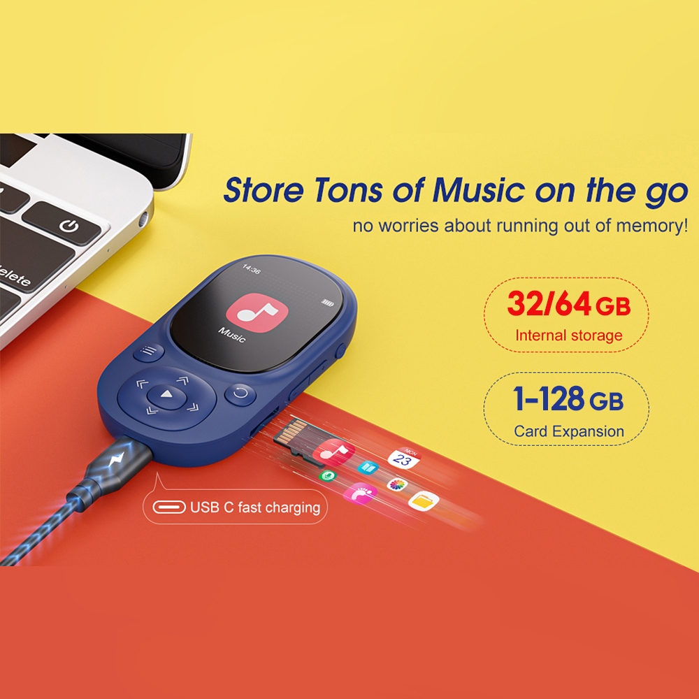 Faaeal BENJIE A11 เครื่องเล่นเพลง MP3 บลูทูธ 5.3 32G 64G รองรับการ์ด SD เครื่องนับก้าว แบบพกพา ...