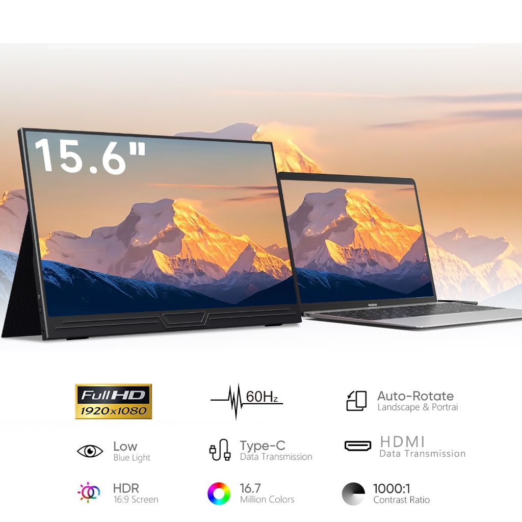 Beex 15.6 นิ้วแบบพกพา Ips Full HD 1080P Monitor พร้อมลำโพงรองรับสาย ...