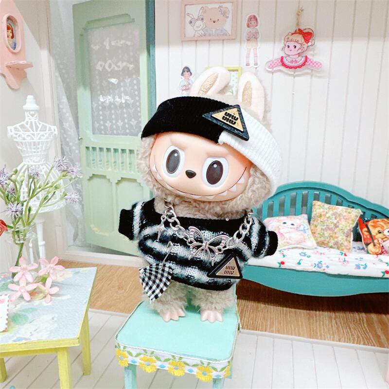 17CM ลาบูบู ชุดจั๊มสูทมีฮู้ด ลาย Labubu JK BJD Dolls K-pop Lisa Jennie ...