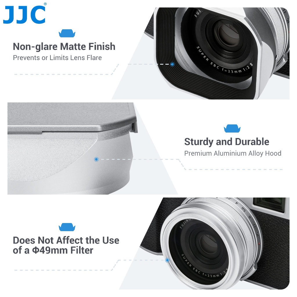 JJC Lens Hood เลนส์สําหรับ Fuji Fujifilm X100VI X100V X100F กล้องกรองอะแดปเตอร์แหวนติด 49 มม. ...