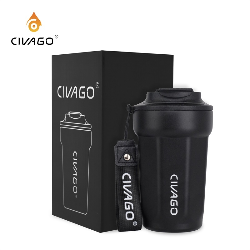 CIVAGO（13oz）กระบอกน้ำสแตนเลสพร้อมฝาปิด เคลือบเซรามิก แก้วสุญญากาศ รักษา ...
