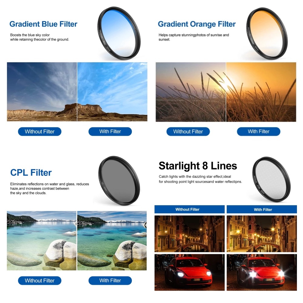 52mm Ultra-Thin CPL Filter กล้อง UV เลนส์กรองและ 8-Line Starlight ...