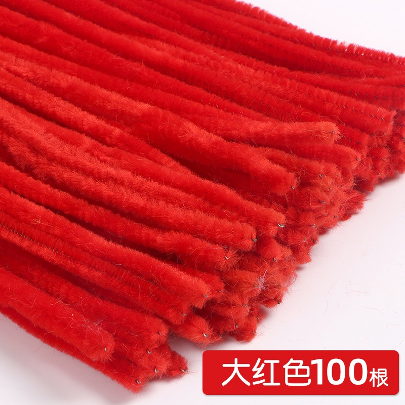 100pcs สี Chenille ลวด Fluffy Sticks DIY Craft Fuzzy Stems Twist Wire ...