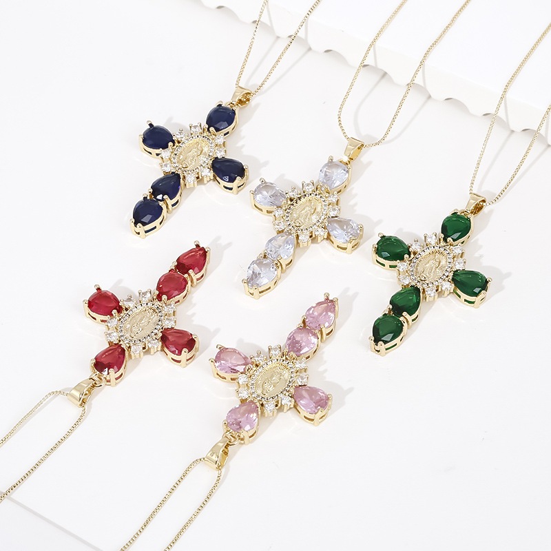 Bf สร้อยคอข้ามสีทองสําหรับผู้หญิง Virgen Mary Cross สร้อยคอไทเทเนียม ...