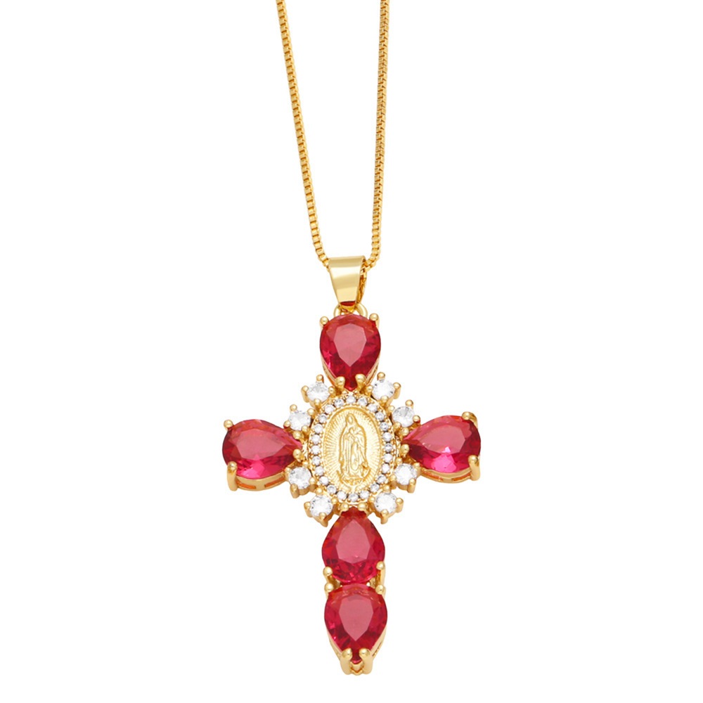Bf สร้อยคอข้ามสีทองสําหรับผู้หญิง Virgen Mary Cross สร้อยคอไทเทเนียม ...