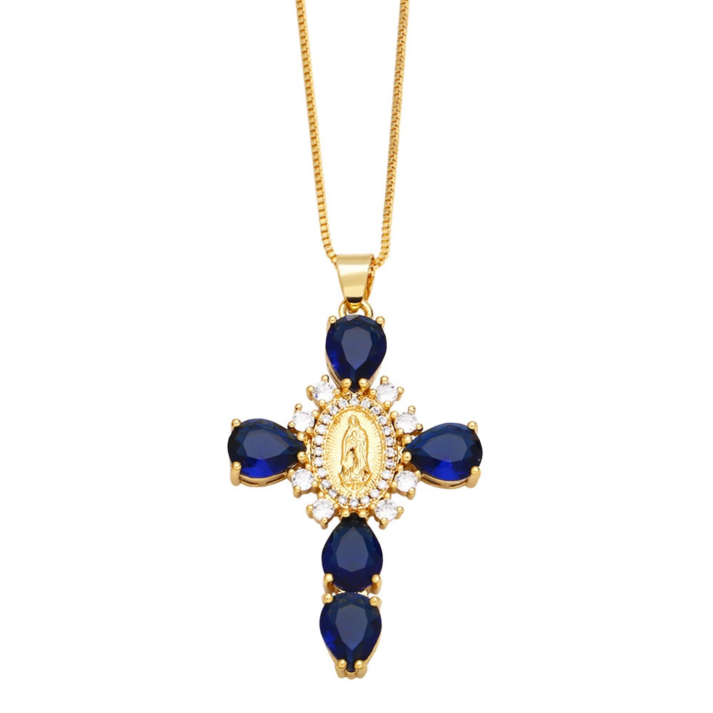 Bf สร้อยคอข้ามสีทองสําหรับผู้หญิง Virgen Mary Cross สร้อยคอไทเทเนียม ...