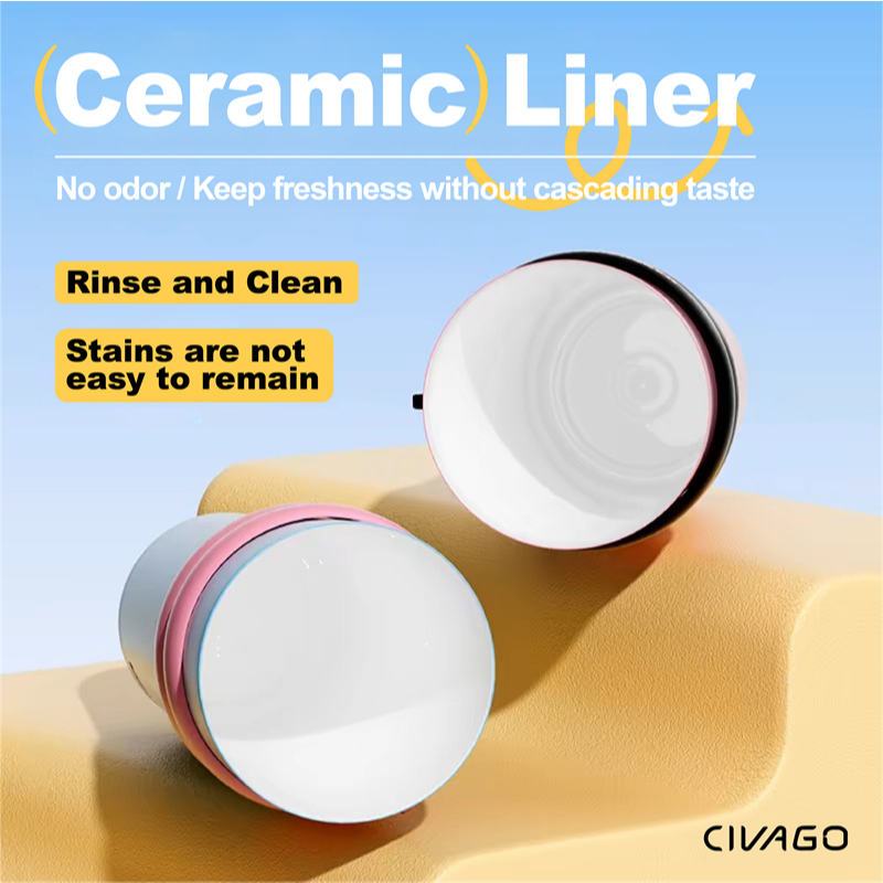 CIVAGO（26oz） แก้วกาแฟสแตนเลสซับเซรามิกพร้อมฝาปิดขวดสูญญากาศสามารถเก็บ ...