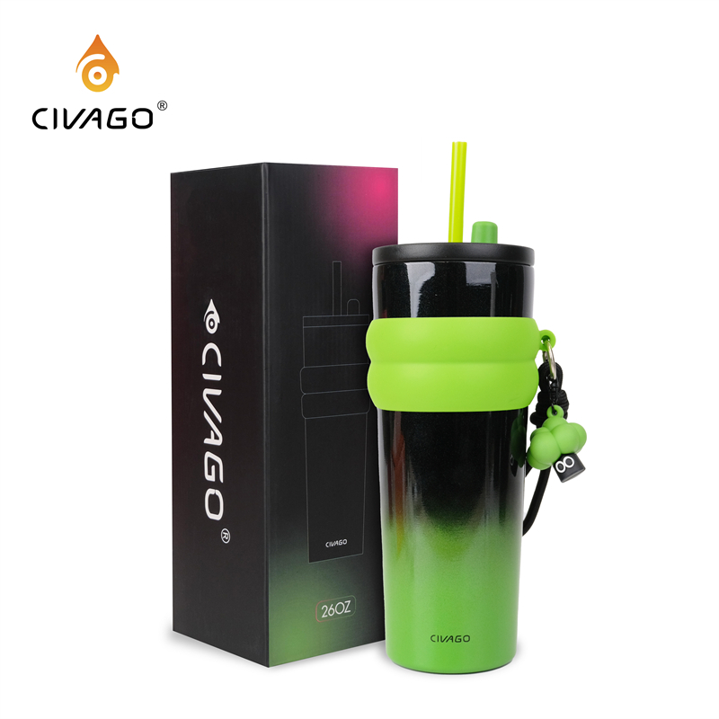 CIVAGO（26oz） แก้วกาแฟสแตนเลสซับเซรามิกพร้อมฝาปิดขวดสูญญากาศสามารถเก็บ ...