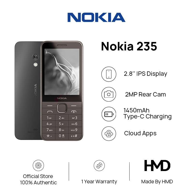 Nokia 235 4G (2024) โทรศัพท์ 2.8 นิ้วหน้าจอ IPS 2MP กล้อง 1450mAh Type ...