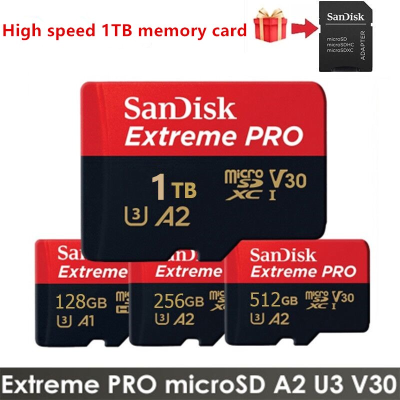 1tb 512GB Extreme Pro 4K การ์ด MicroSD สูงสุด 170MB/s พร้อมอะแดปเตอร์ การ์ด SD 64GB, การ์ด Micro ...