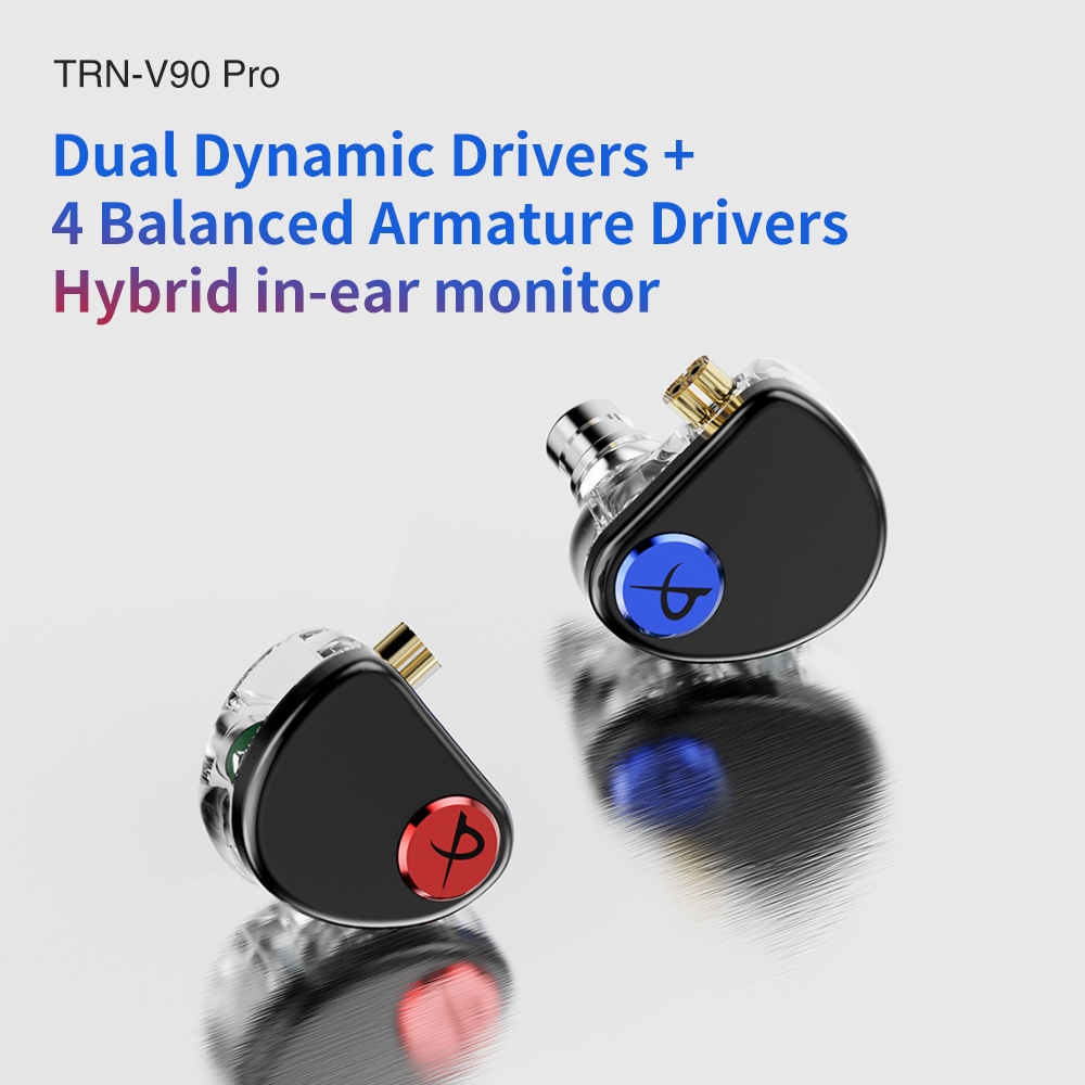 Trn V90 Pro หูฟังชนิดใส่ในหู 2DD + 4BA ไดร์เวอร์ HiFi Bass IEM ชุดหูฟัง ...