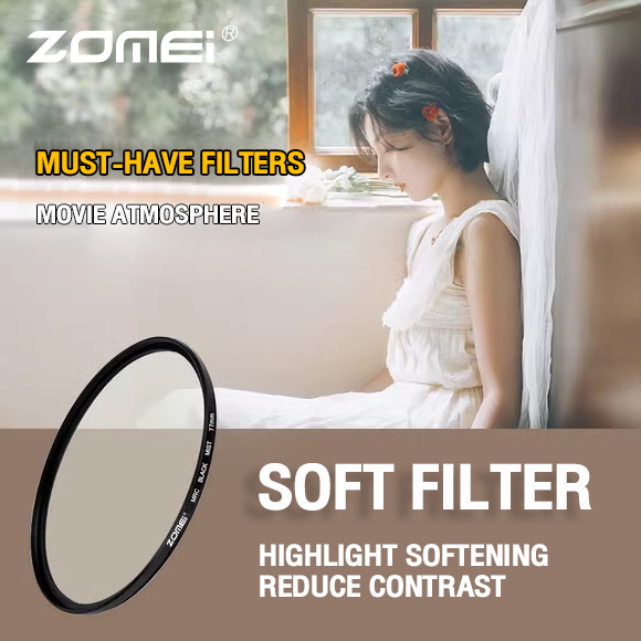 【การแพร่กระจายสีดำ】เลนส์ซีรีส์ ZOMEI Black diffusion filter lens เพิ่มความนุ่มนวลของไฮไลท์และลด ...