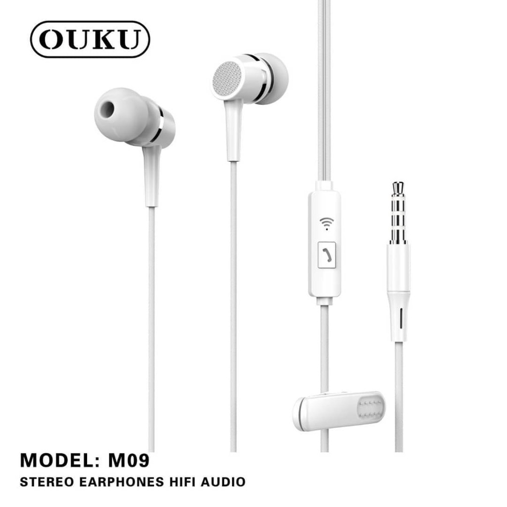 หูฟัง หูฟังแบบสาย หูฟังมีไมค์ หูฟังทรง inear OUKU รุ่น M09 หูฟังราคาถูก คุณภาพสูง ทนมาก ส่งไว ...