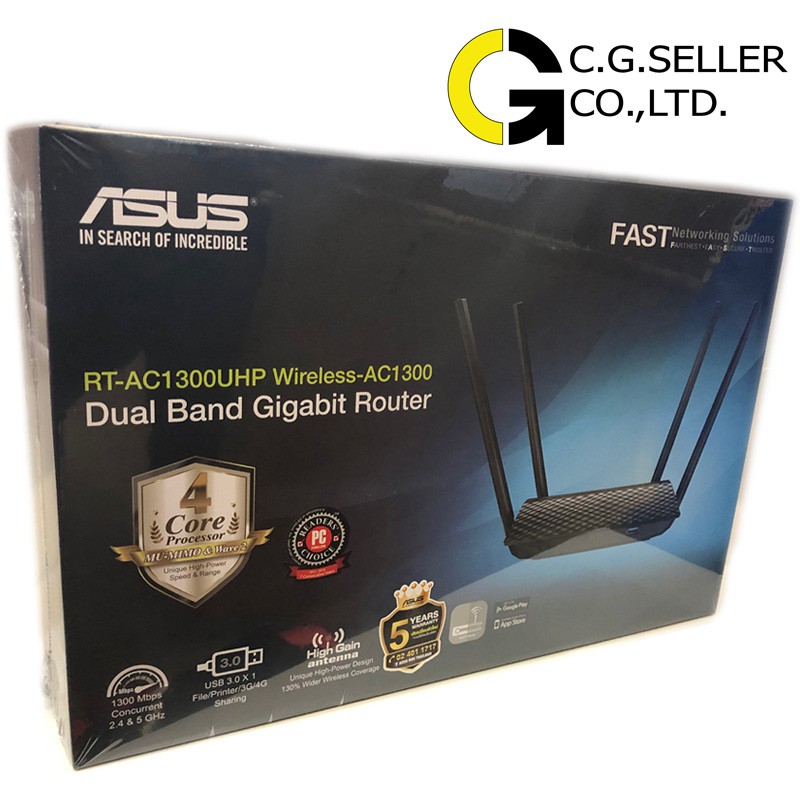 ASUS RT-AC1300UHP ประกันศูนย์ไทย 5ปี ASUS RT-AC1300UHP Dual-Band Wi-Fi ...