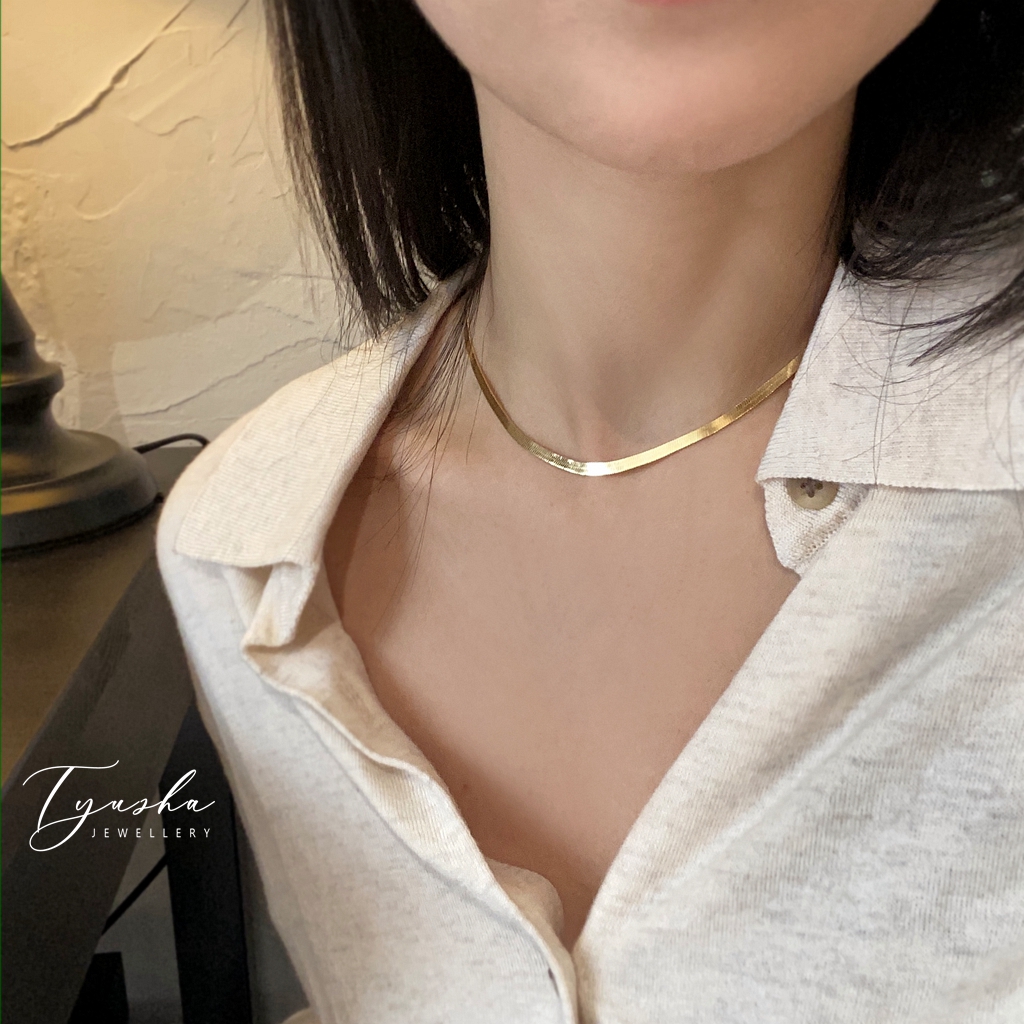 ขายTyushaแฟชั่นระดับสูงinsที่ถูกต้องรุ่นs925สร้อยคอกระดูกงูชุบทองเงินแสงหรูหราโซ่กระดูกไหปลาร้า ...