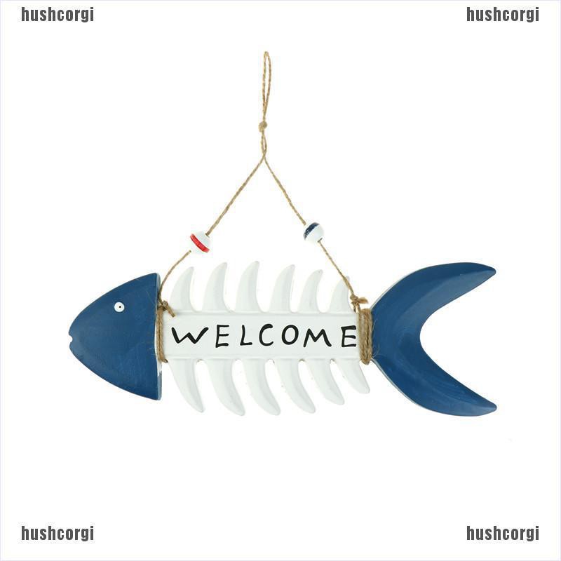 (hushcorgi) welcome fish skeleton sign เนื้อไม้สไตล์วินเทจ diy สําหรับ ...