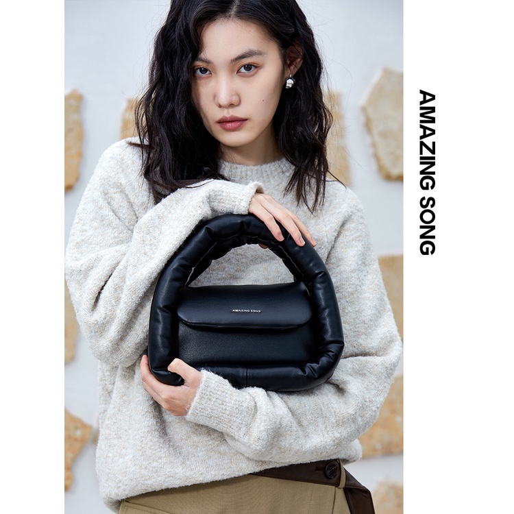 AmazingSong Soft Puffy Bag Genuine Leather New Trendy Vintage Handbag ...