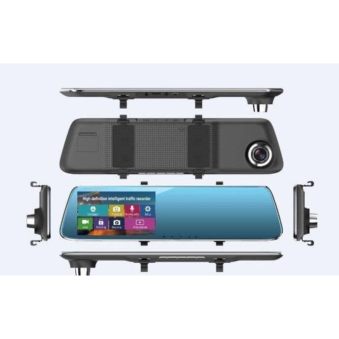 กล้องติดรถยนต์ จอสัมผัส กล้องกระจกรถยนต์ หน้าหลัง FULL HD 907T เมนูภาษา ...