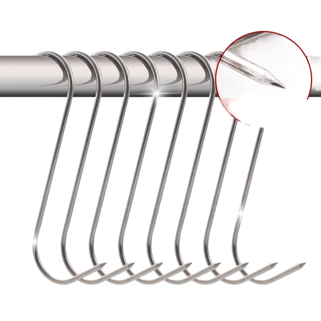 10 pcs S steel Hooks Kitchen Meat Pan Utensil Clothes Hanger Hanging ...