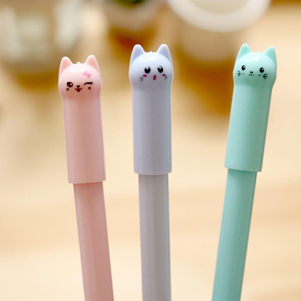 DELMER Kawaii Tail Cat Pen Color Black Ink Pen Gel Pen Creative Cat ...