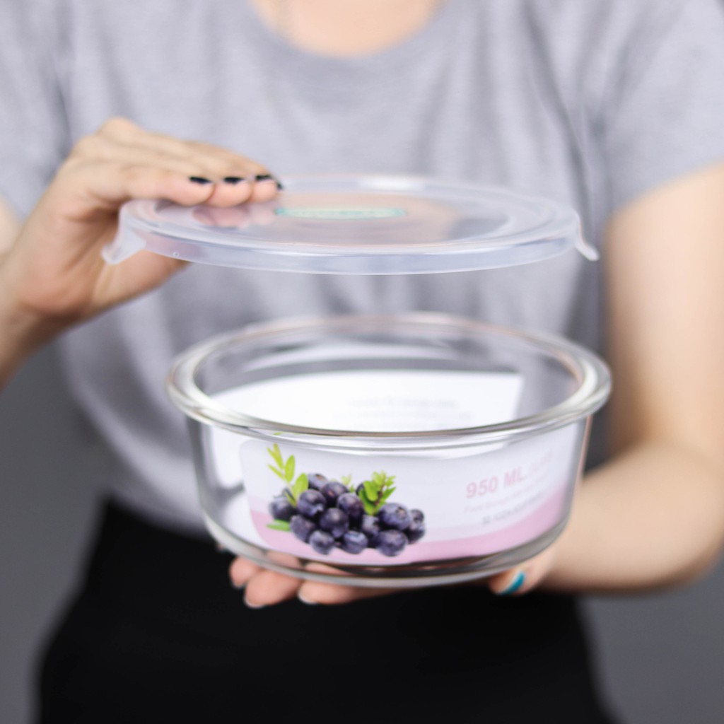 Micronware กล่องใส่อาหารแก้ว ทรงกลม รุ่น 6382 950 มล. ป้องกันแบคทีเรีย BPA Free เข้าไมโครเวฟได้ ...