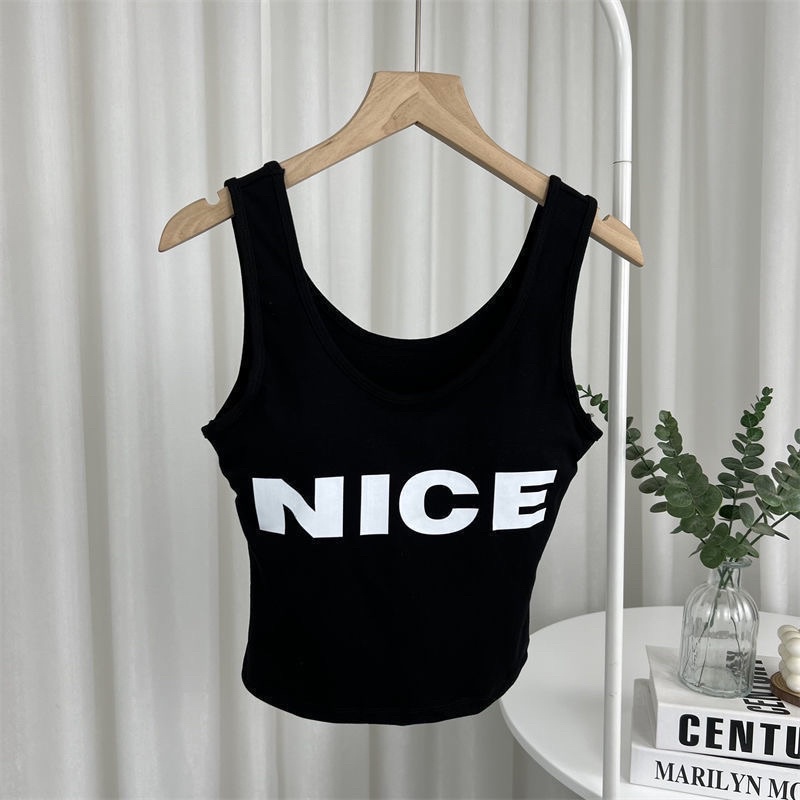 เสื้อกล้ามครอป พิมพ์ลายอักษร มีฟองน้ำในตัวผ้านิ่มยืดได้เยอะมาก สินค้าพร้อมส่ง - mindset.shop11 ...