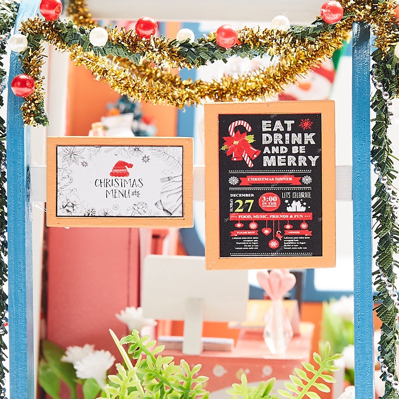 Bb-diy ร้านกาแฟ บ้านตุ๊กตาจิ๋ว DIY กระท่อมประกอบปริศนาของเล่นวิลล่ารุ่น ...