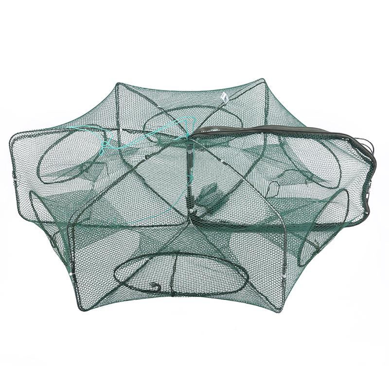 Fishing Net Folded Hexagon 6 Hole Automatic Fishing Trap Fish Shrimp ...
